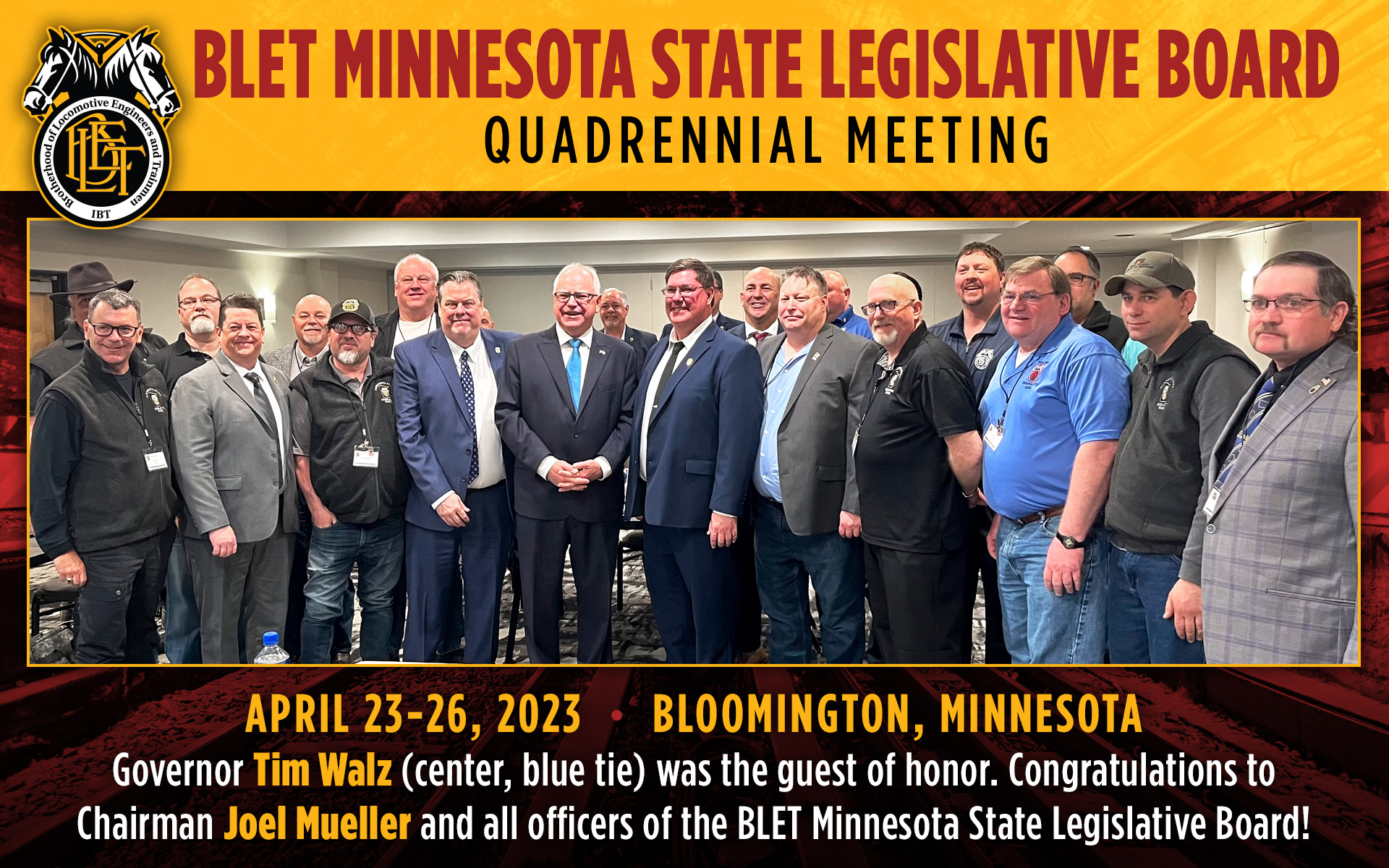 Governor Walz talks rail safety at BLET Minnesota legislative board ...