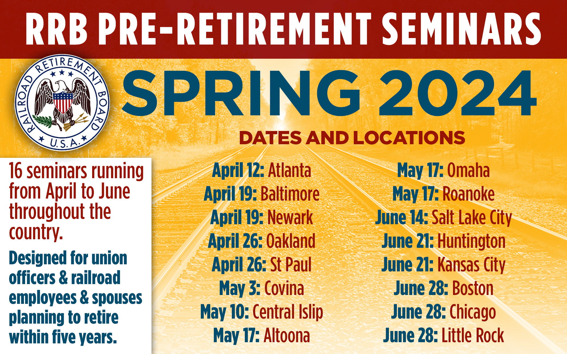 RRB announces Spring 2024 Pre-Retirement Seminars - Brotherhood of ...