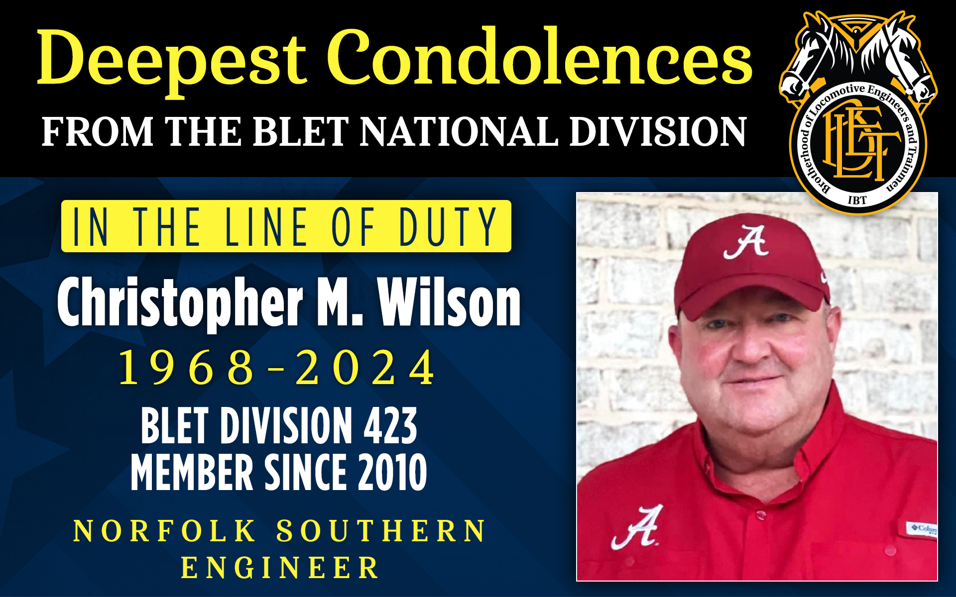 Death of BLET member Chris Wilson leads to FRA issuing a Safety ...