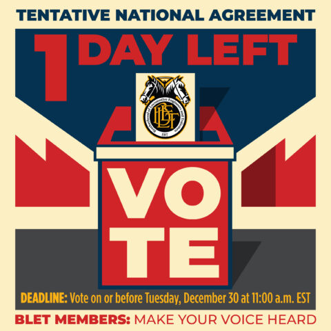 One day left to vote for the BLET Tentative National Agreement ...